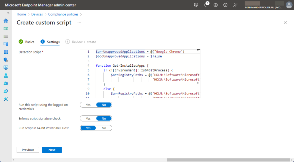 Verifying installed applications as part of the compliance of Windows ...